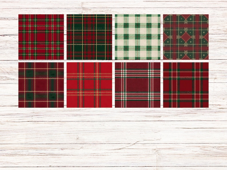 Christmas Digital Papers Commercial Use | 20 Seamless Plaid Tartan ...