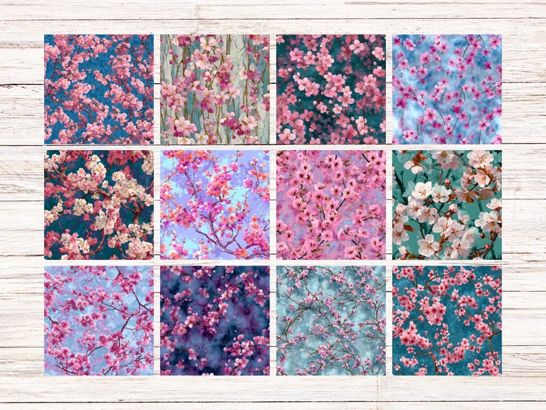 Sakura Digital Paper Kit | Cherry Blossom Seamless Patterns ...