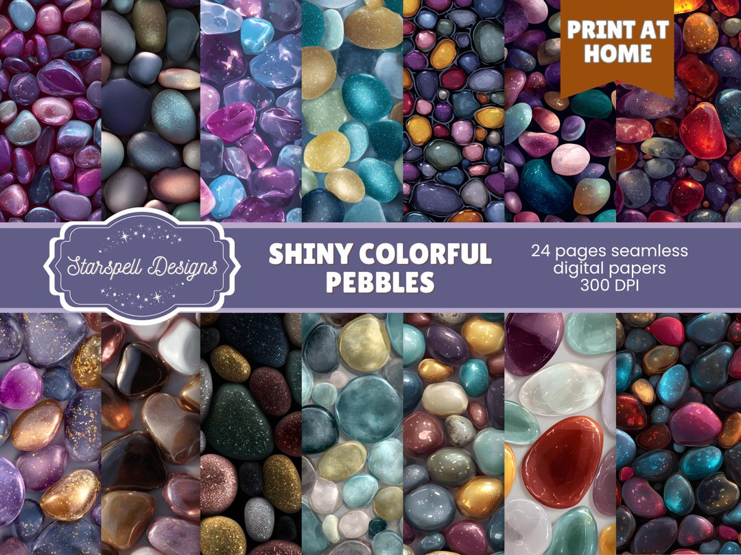 Shiny Colorful Pebbles Seamless Papers | 24 Polished Stone Texture ...