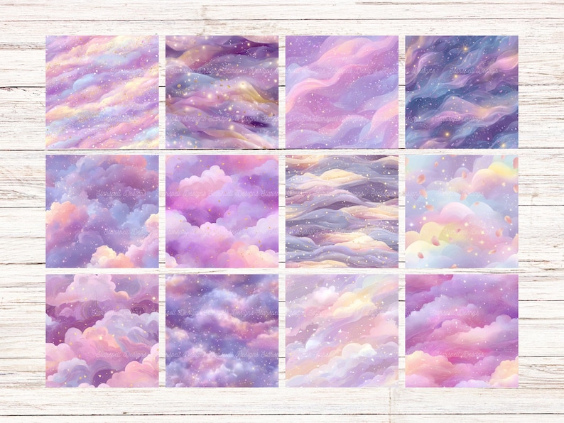 Fairy Tale Enchanted Glitter Clouds Seamless Papers | 24 Sparkling ...