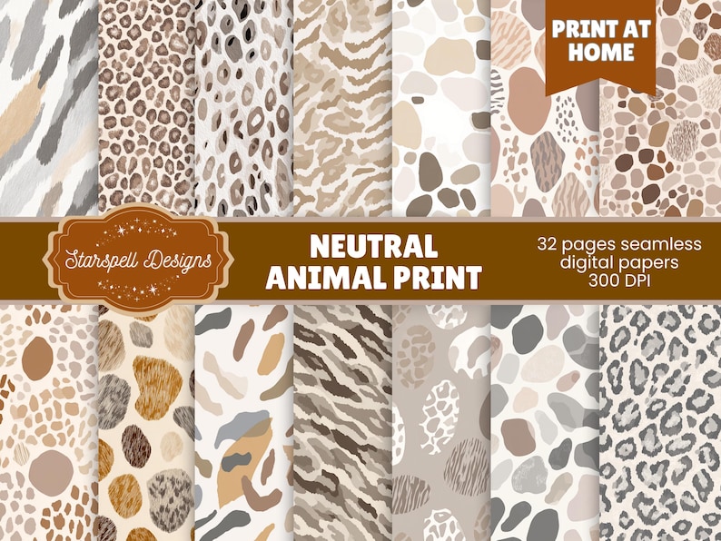 Neutral Animal Print Seamless Patterns | 32 Soft Cheetah, Leopard ...