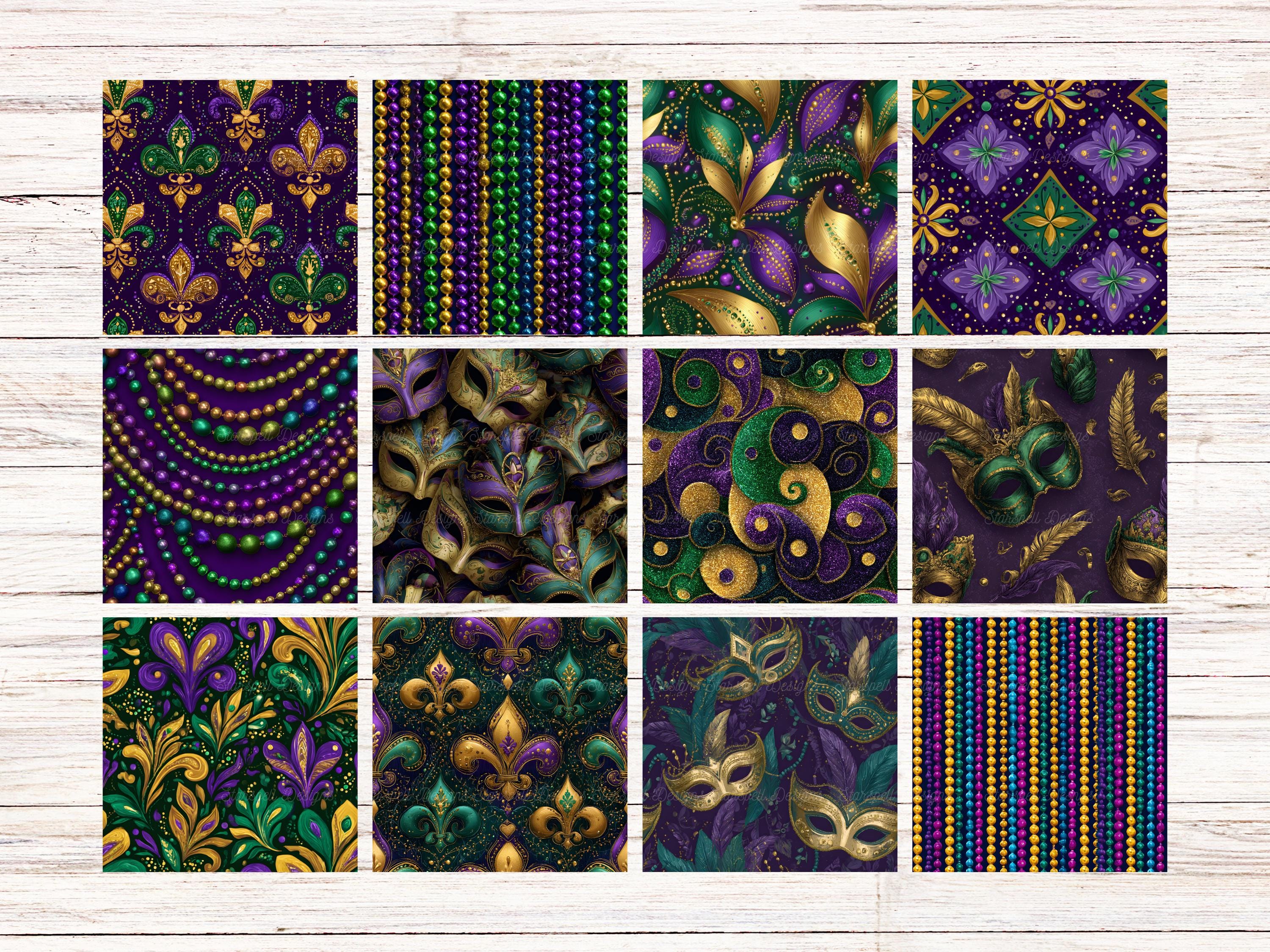 Mardi Gras Seamless Digital Paper Pack | 24 Festive Carnival Patterns ...