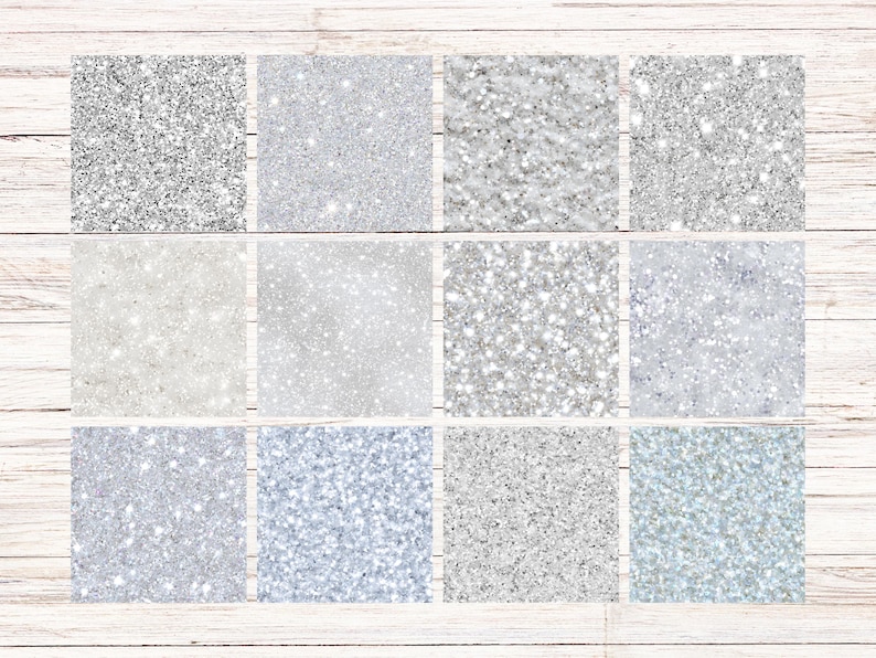 White Glitter Seamless Patterns | 36 Sparkling Metallic Digital Papers ...