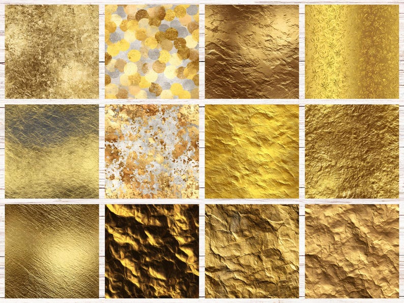 Gold Foil Seamless Textures | 32 Luxurious Metallic Digital Papers for ...