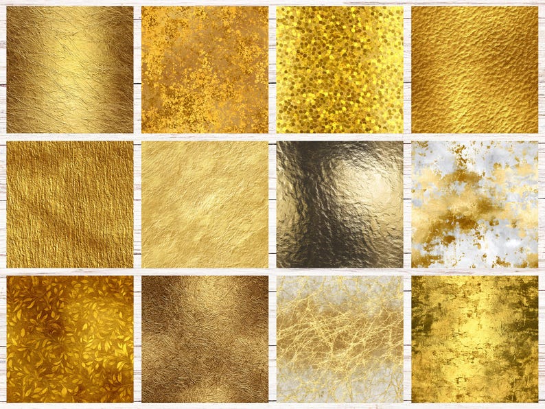 Gold Foil Seamless Textures | 32 Luxurious Metallic Digital Papers for ...
