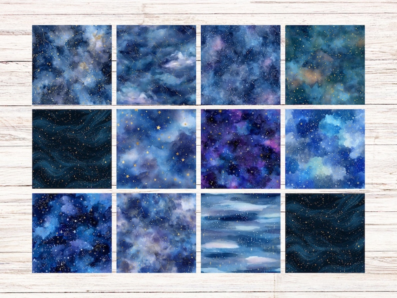 Starry Night Sky Digital Papers | Celestial Seamless Backgrounds for ...