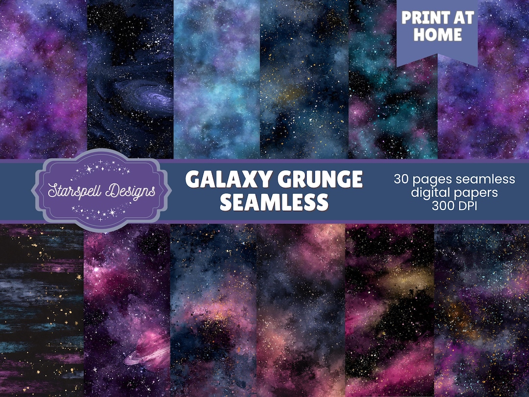 Galaxy Grunge Seamless Patterns | 30 Cosmic Distressed Digital Papers ...