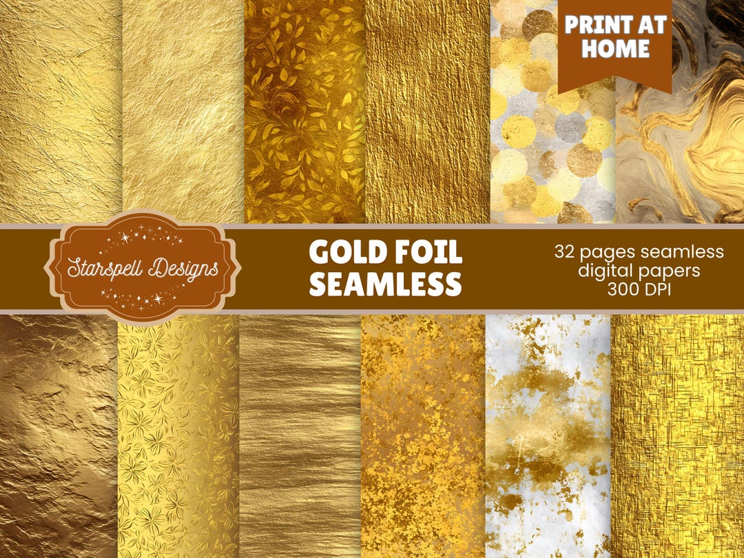 Gold Foil Seamless Textures | 32 Luxurious Metallic Digital Papers for ...