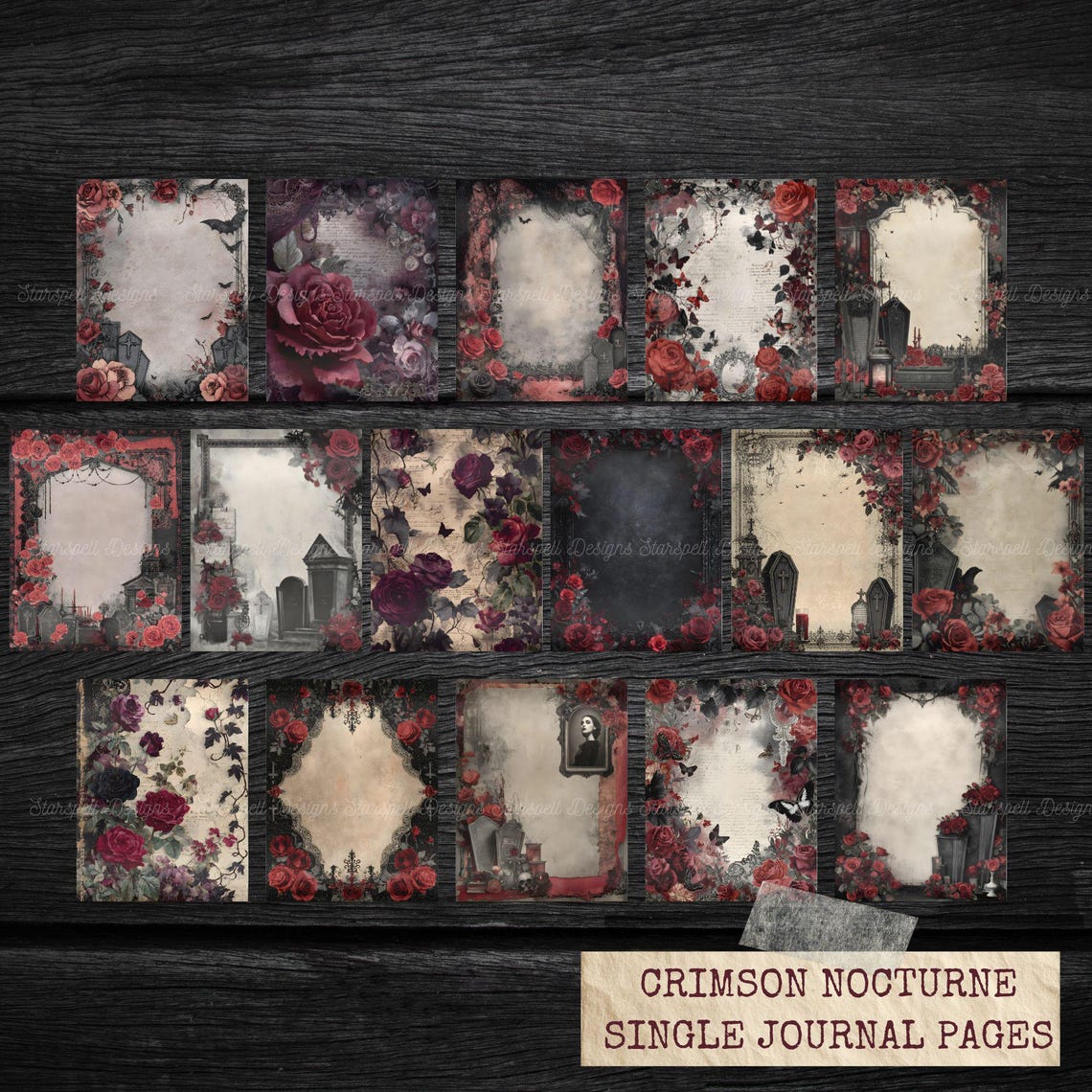 Gothic Vampire Junk Journal Pages: Crimson Nocturne Printable Kit ...