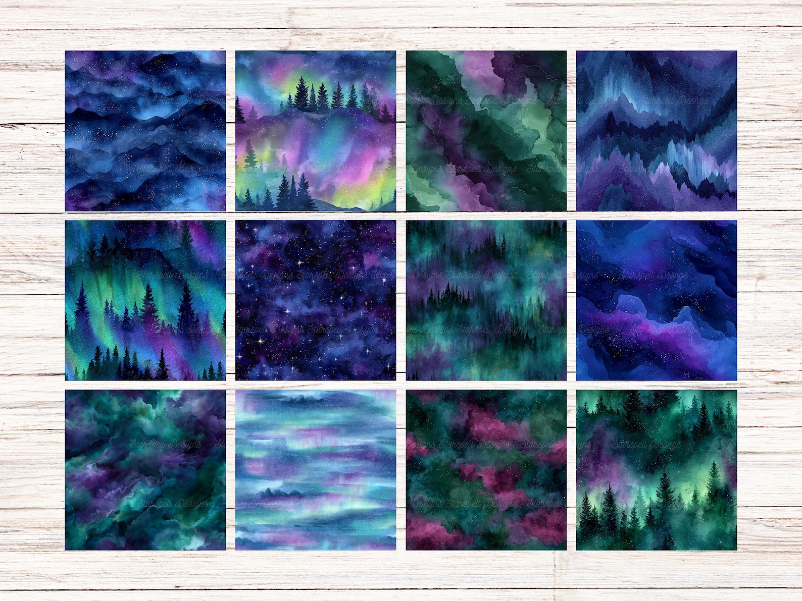 Northern Lights Digital Paper | Seamless Aurora Borealis Printable ...