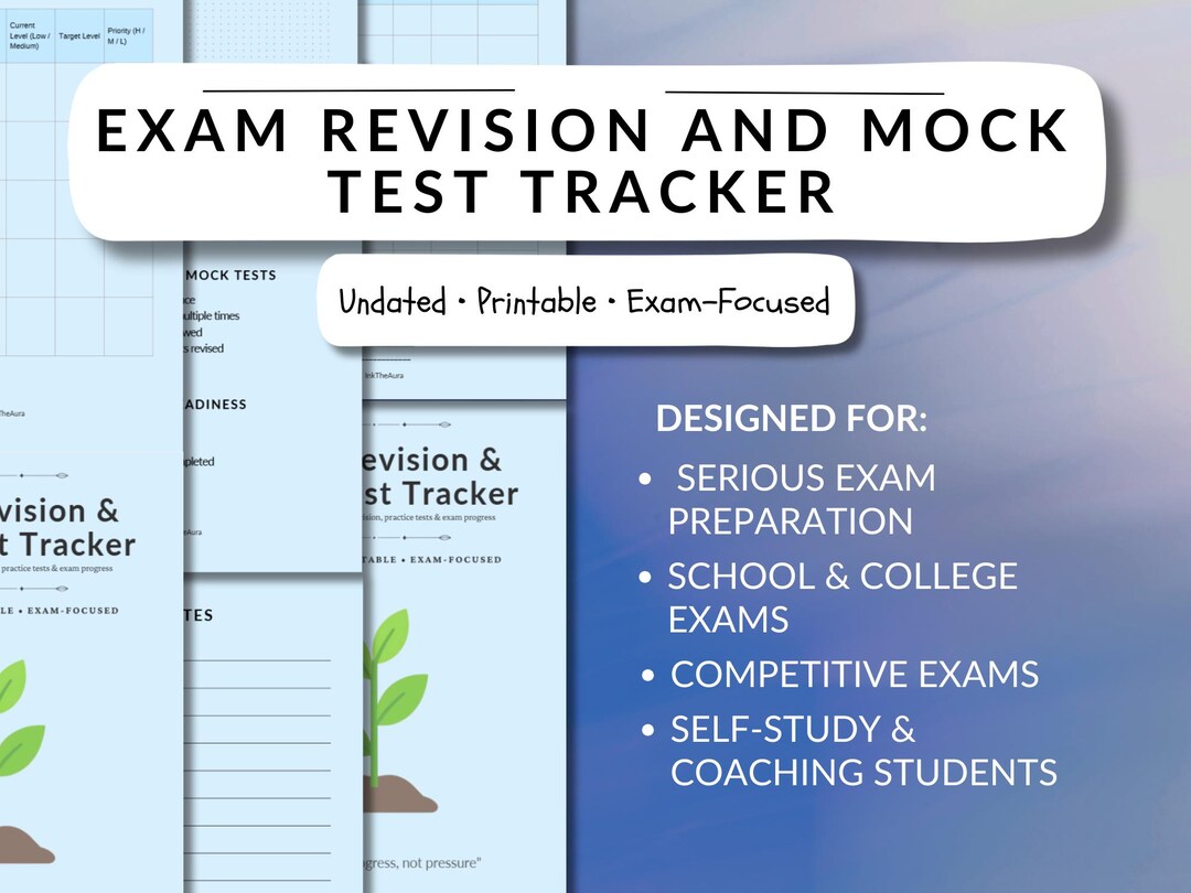 Exam Revision Tracker | Printable Student Study Planner (PDF Download ...