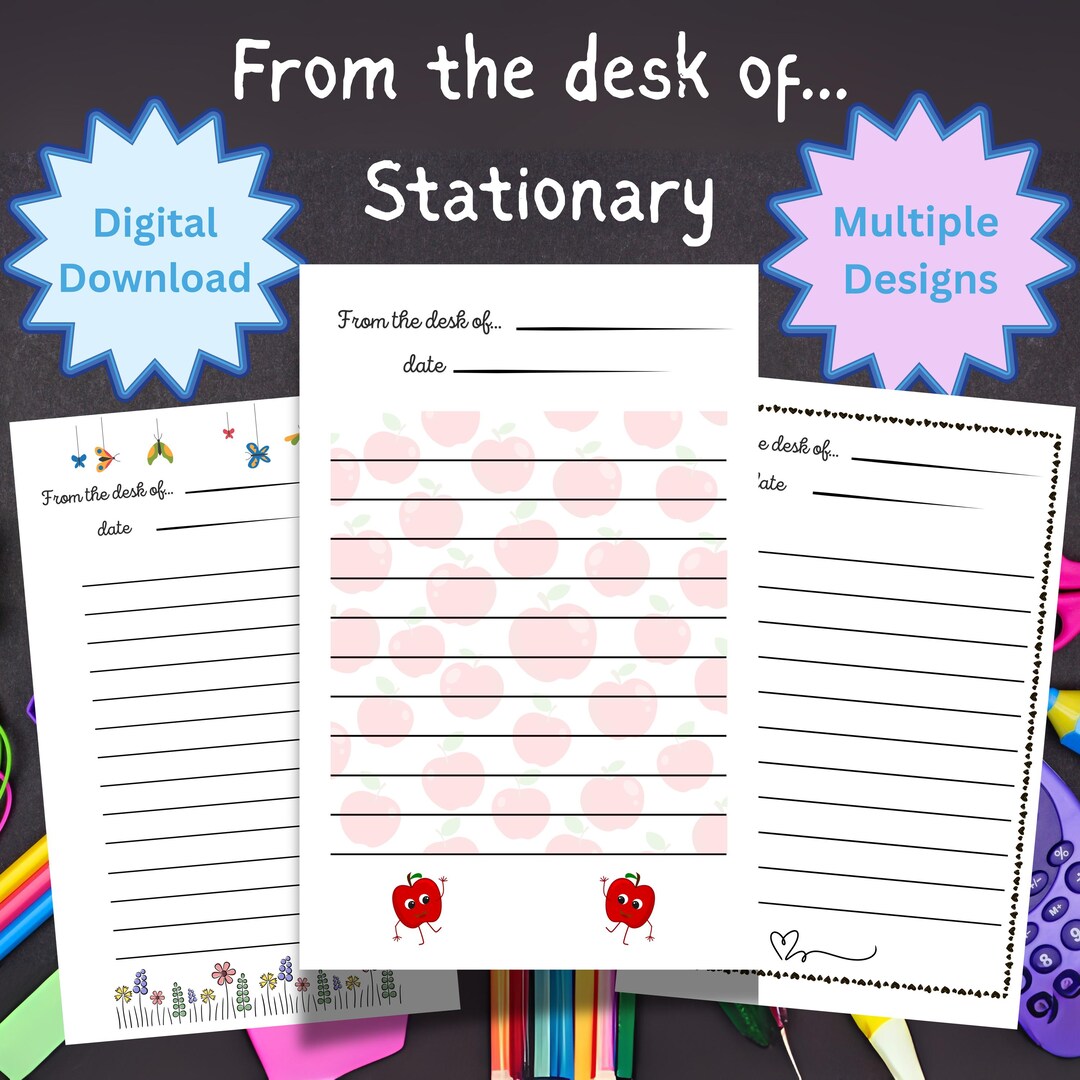 Printable Stationary, From the Desk of Teachers, Teacher's Note, Gift ...