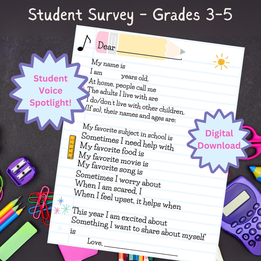 Dear Teacher Letter, Printable Back to School Interview Kids, Grades 3 ...