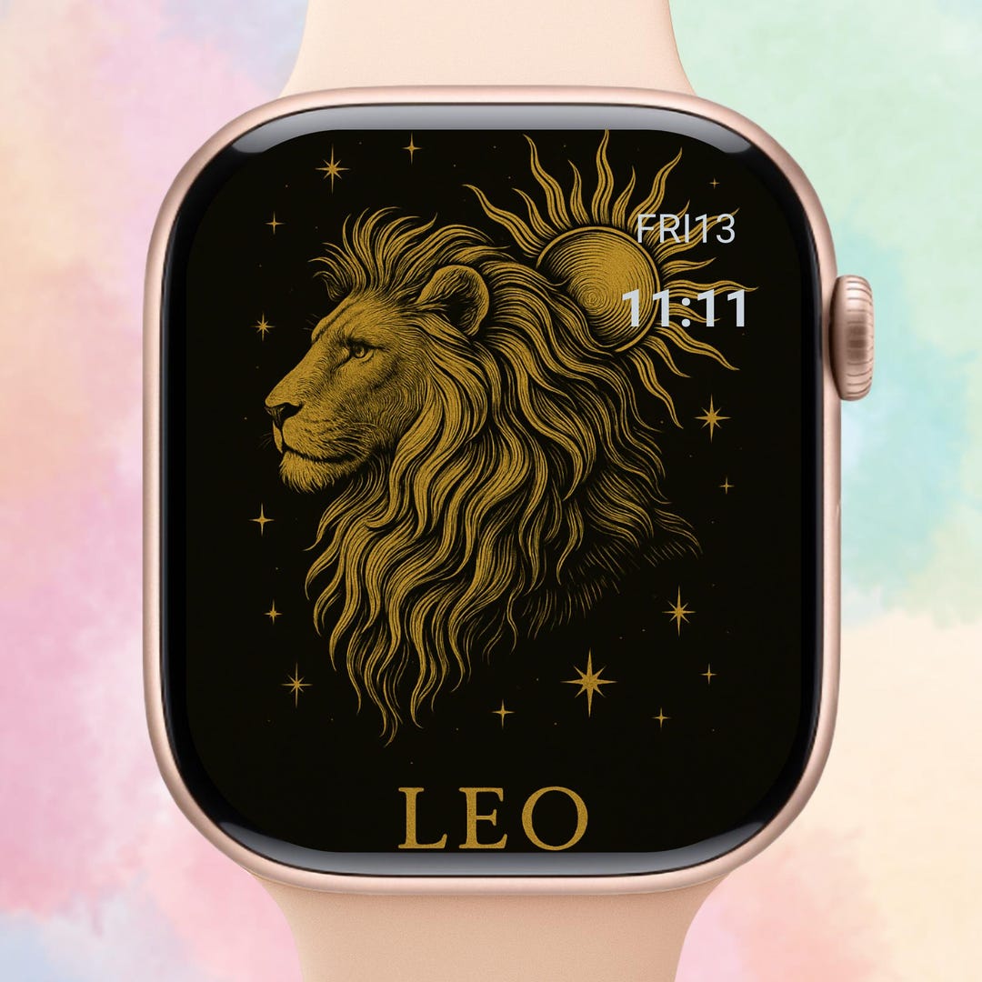 Leo Apple Watch Face | Gold Zodiac Astrology Wallpaper | Mystical Tarot ...