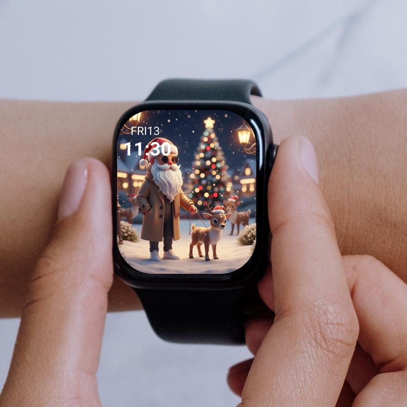 Christmas Santa & Reindeer Watch Face | Holiday Apple Watch Wallpaper ...