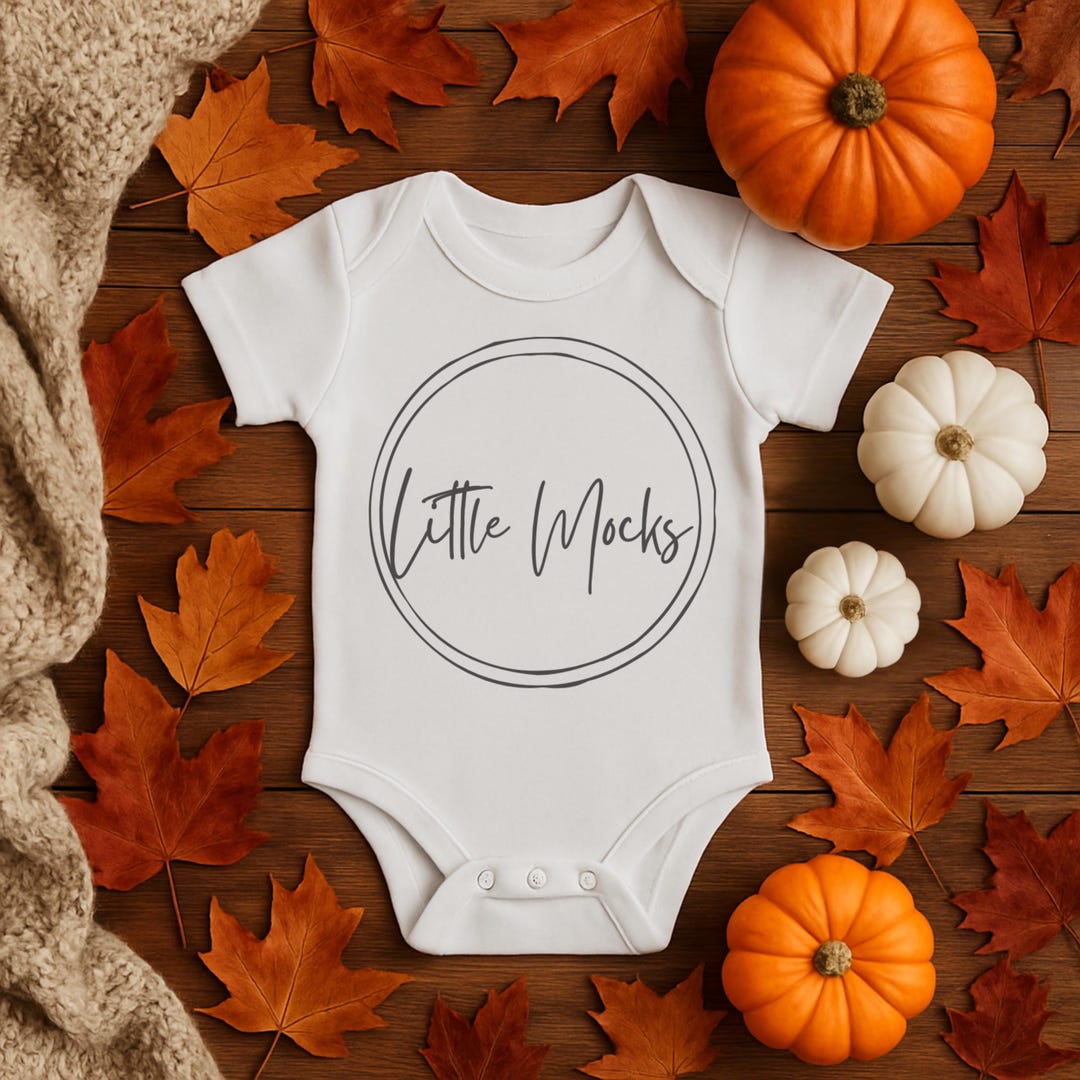 White Rabbit Skins 4424 Fall Mockup, Autumn Baby Bodysuit Flat Lay Mock ...