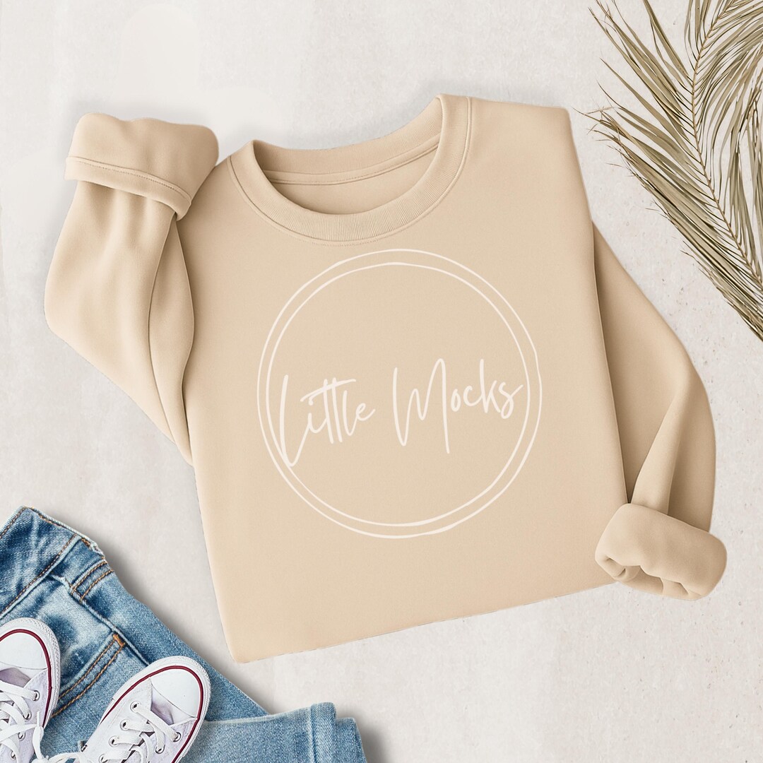 Sand Comfort Colors Sweatshirt Mockup: C1466, C1566 Beige Crewneck Flay ...