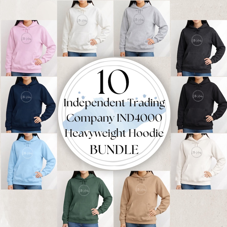 ITC Heavyweight Hooded Sweatshirt Mockup Bundle: Independent Trading ...