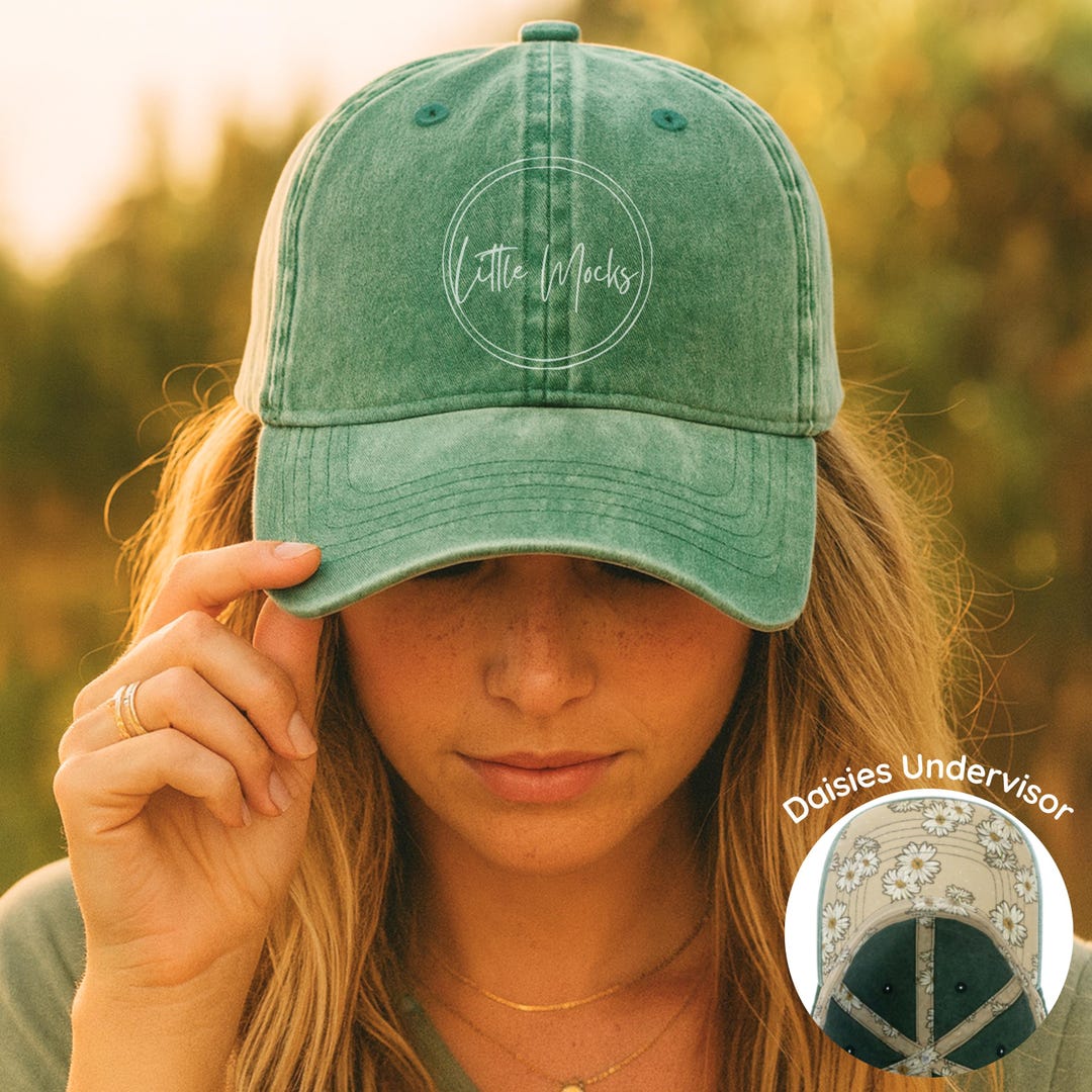 Jade / Daisy Infinity Her CASSIE Hat Mockup: Women's Pigment-dyed Cap ...