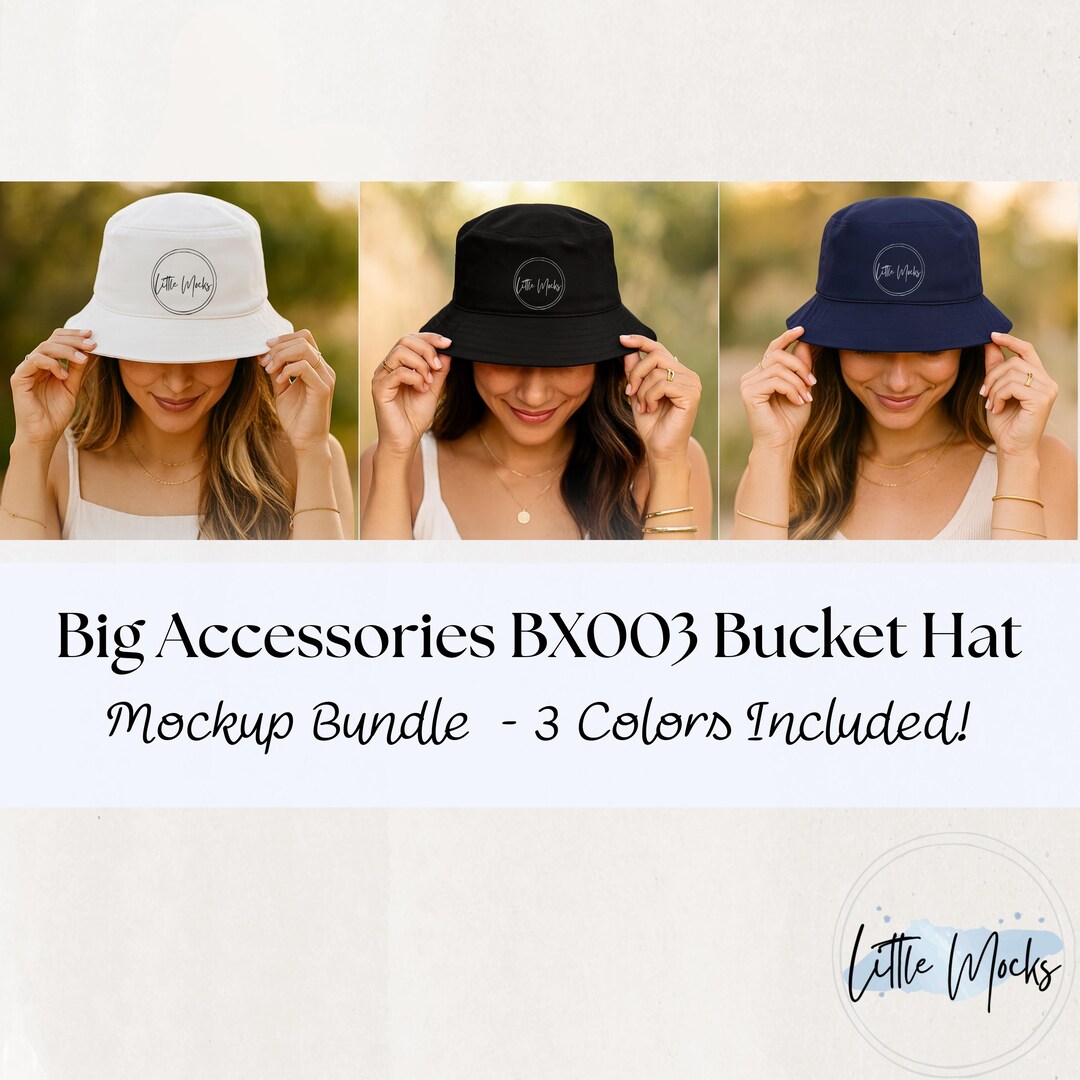 Bucket Hat Mockup Bundle: Big Accessories BX003 Bucket Dad Cap, Fishing ...