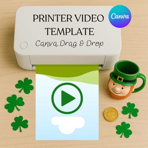 St. Patricks Day Printer Mockup Video: Canva Drag and Drop Template for ...