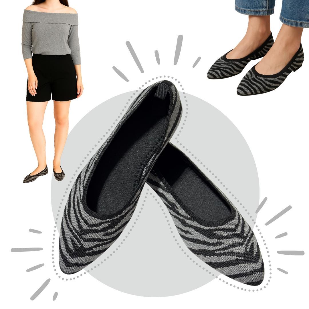 Zebra Print Pointed-toe Ballet Flats: Cushioned Lightweight Shoes - Etsy