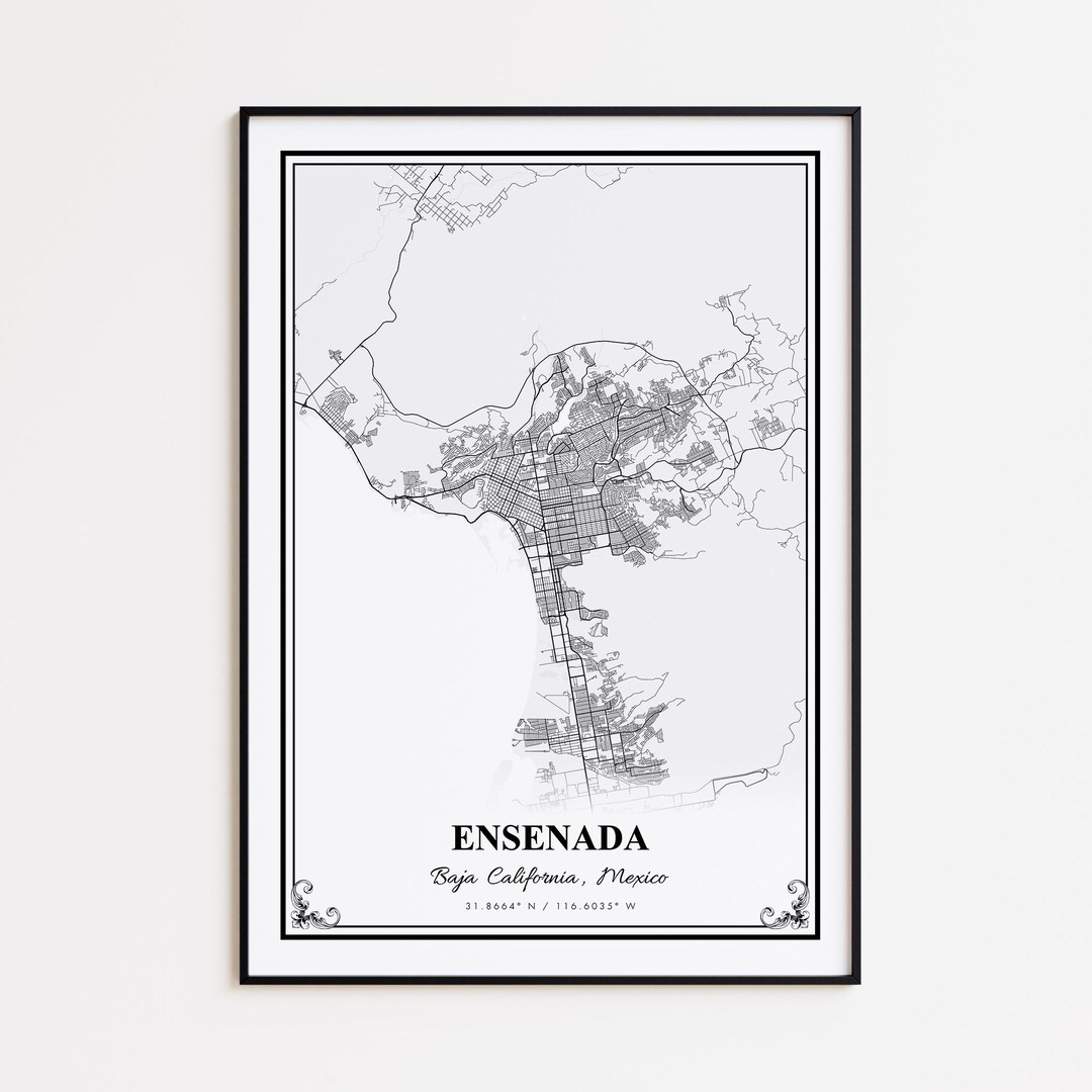Ensenada Map Print, Ensenada Baja California Wall Art Poster, Ensenada ...