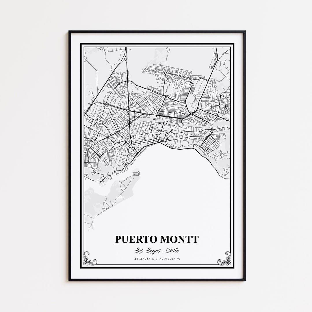 Puerto Montt Map Print, Puerto Montt Los Lagos Wall Art Poster, Puerto ...