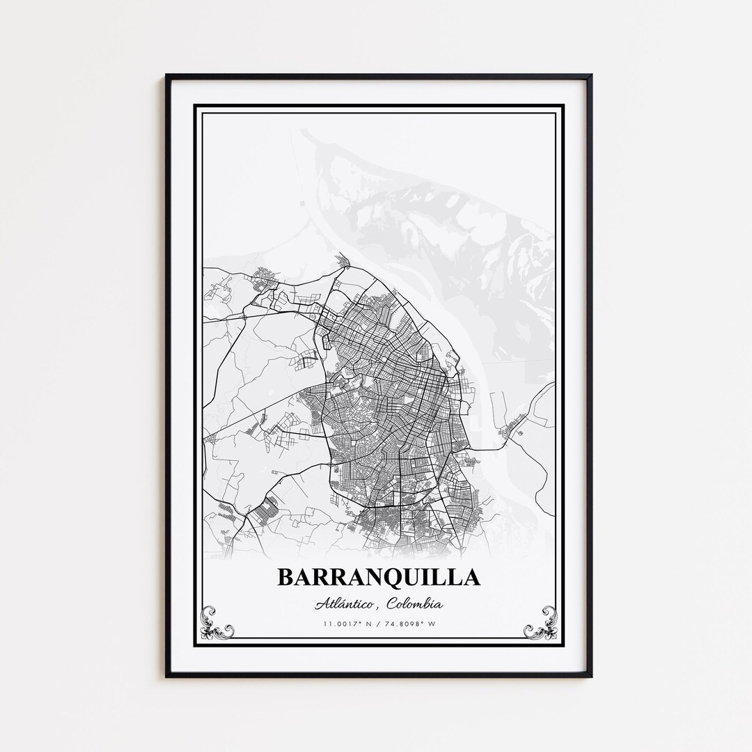 Barranquilla Map Print, Barranquilla Atlántico Wall Art Poster ...