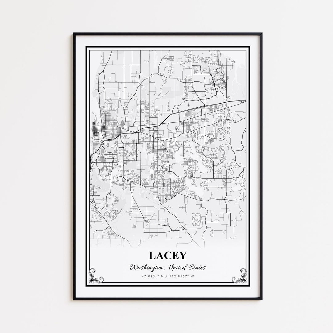 Lacey Map Print, Lacey Washington Wall Art Poster, Lacey Custom Street ...