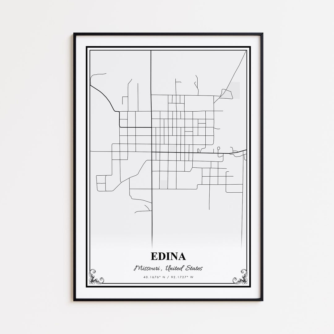 Edina Map Print, Edina Missouri Wall Art Poster, Edina Custom Street ...