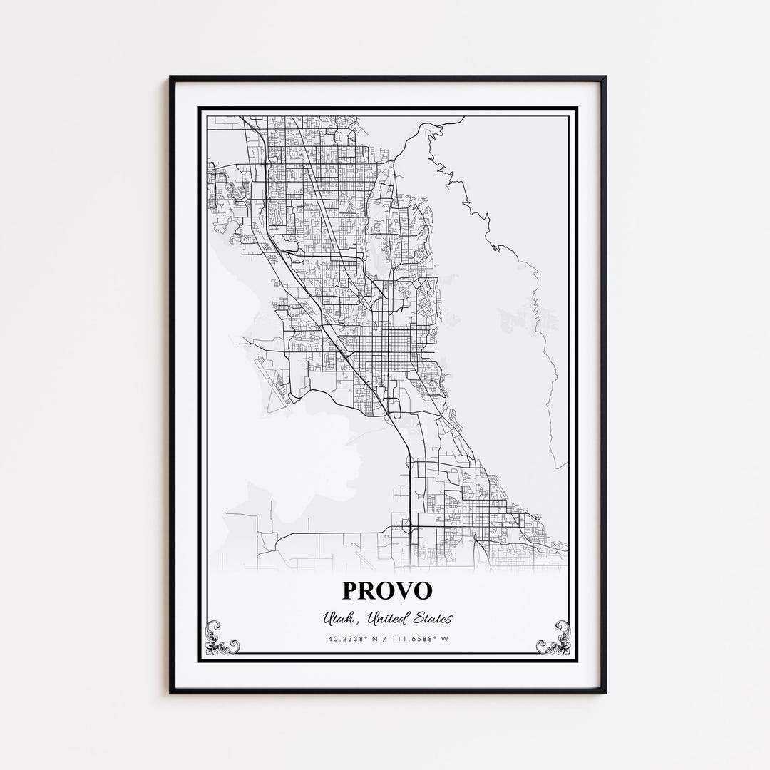 Provo Map Print, Provo Utah Wall Art Poster, Provo Custom Street Map ...