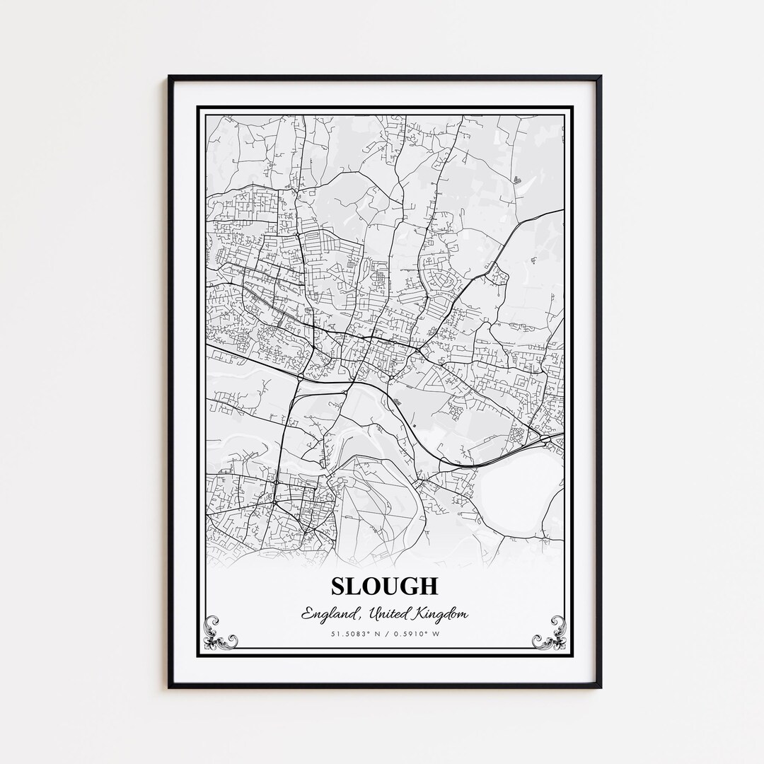 Slough Map Print, Slough England Wall Art Poster, Slough Custom Street ...