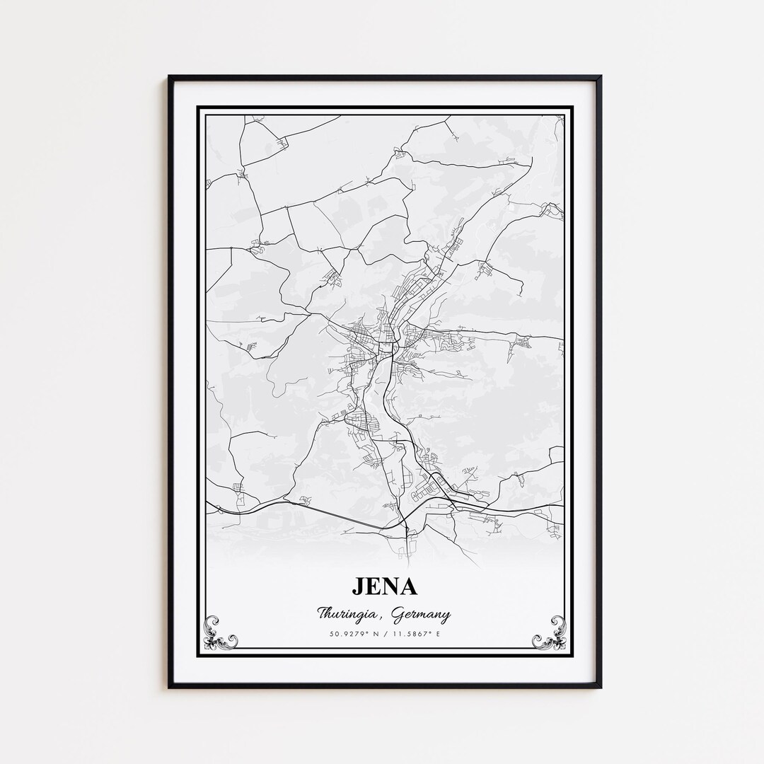 Jena Map Print, Jena Thuringia Wall Art Poster, Jena Custom Street Map ...