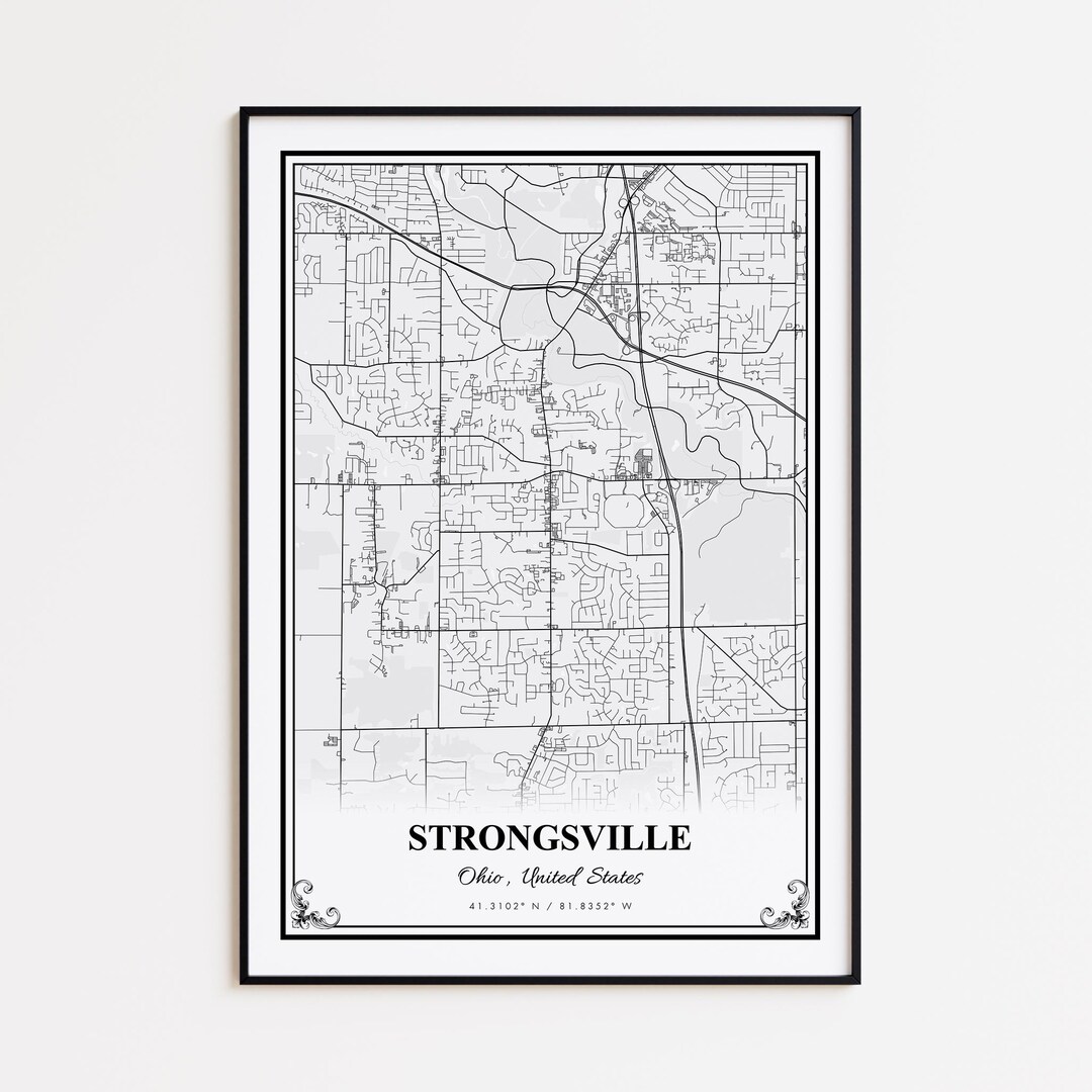 Strongsville Map Print, Strongsville Ohio Wall Art Poster, Strongsville ...