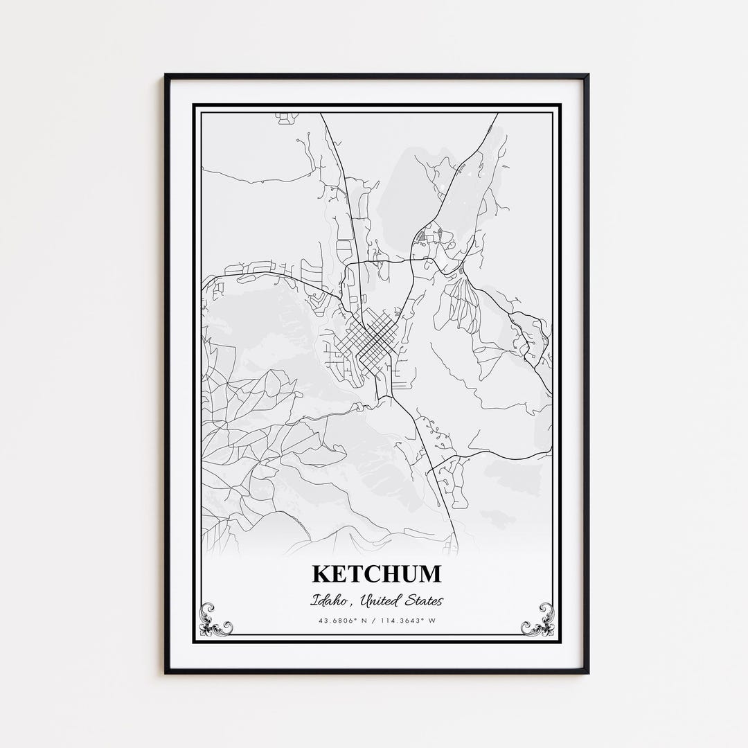 Ketchum Map Print, Ketchum Idaho Wall Art Poster, Ketchum Custom Street ...