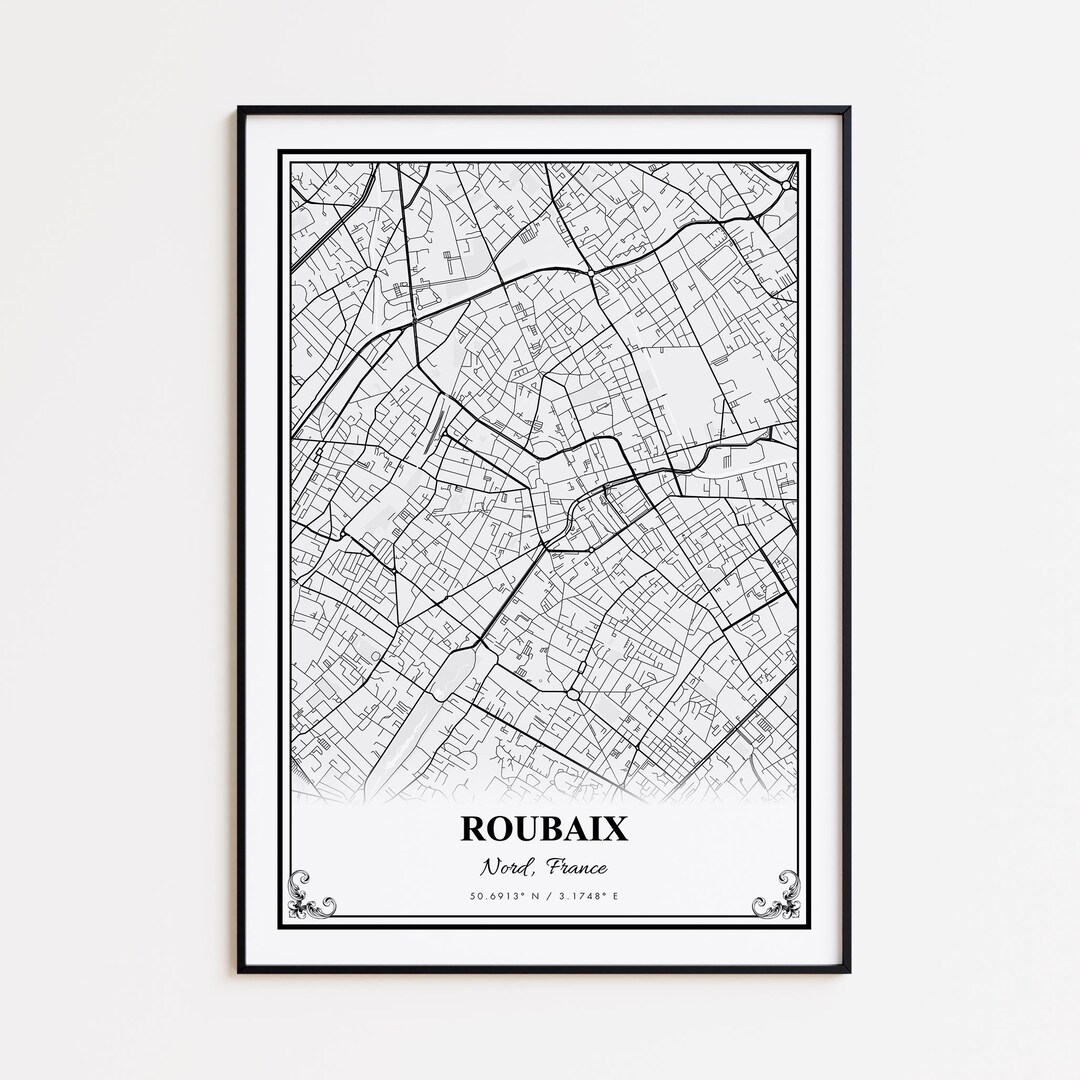 Roubaix Map Print, Roubaix Nord Wall Art Poster, Roubaix Custom Street ...