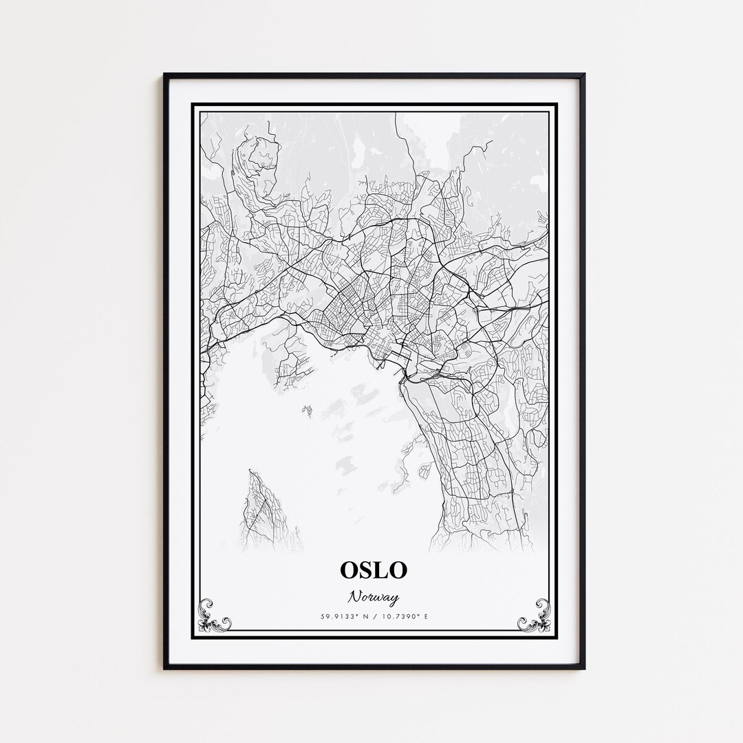 Oslo Map Print, Oslo Norway Wall Art Poster, Oslo Custom Street Map ...