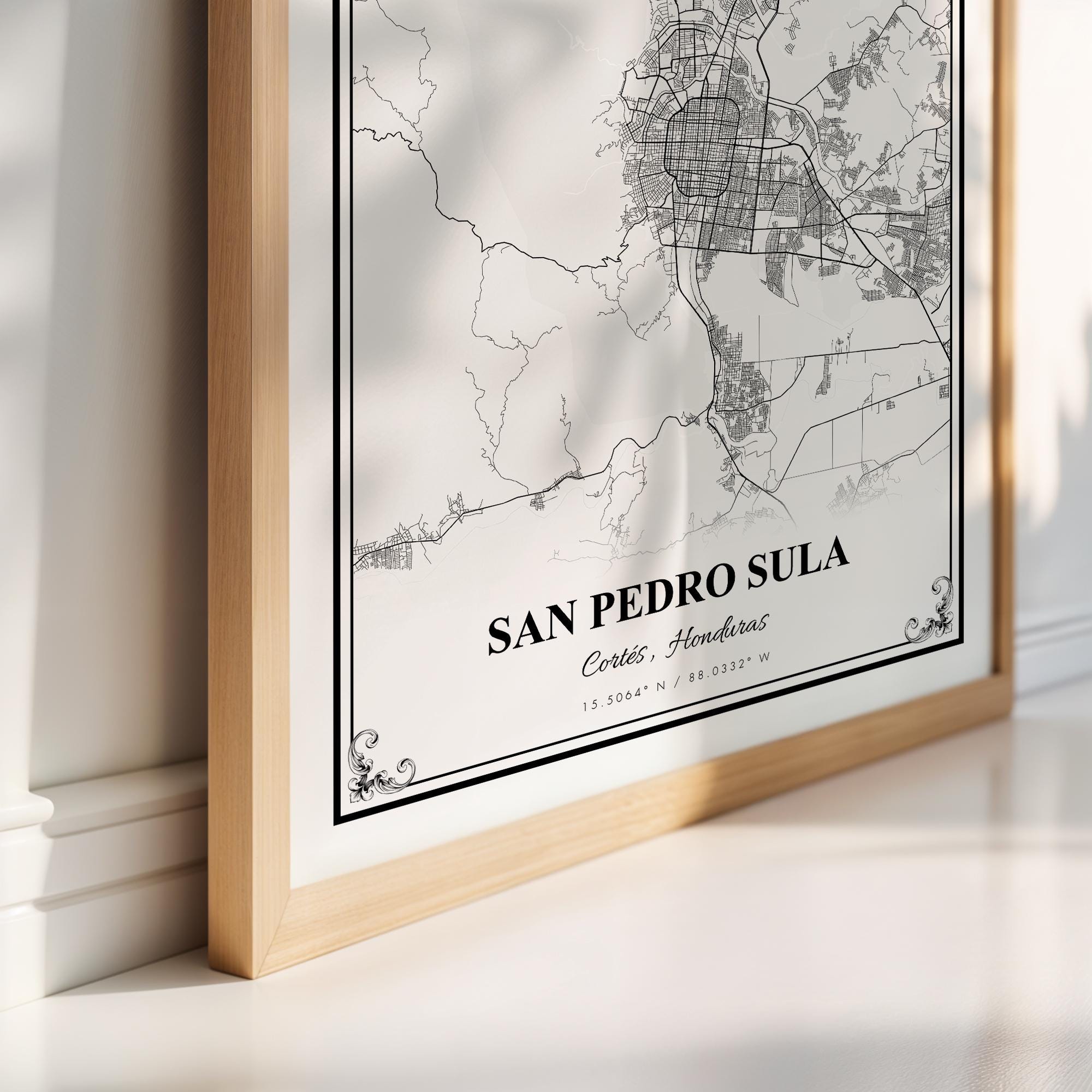 San Pedro Sula Map Print, San Pedro Sula Cortés Wall Art Poster, San ...