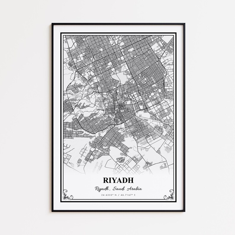 Riyadh Map Print, Riyadh Saudi Arabia Wall Art Poster, Riyadh Custom ...