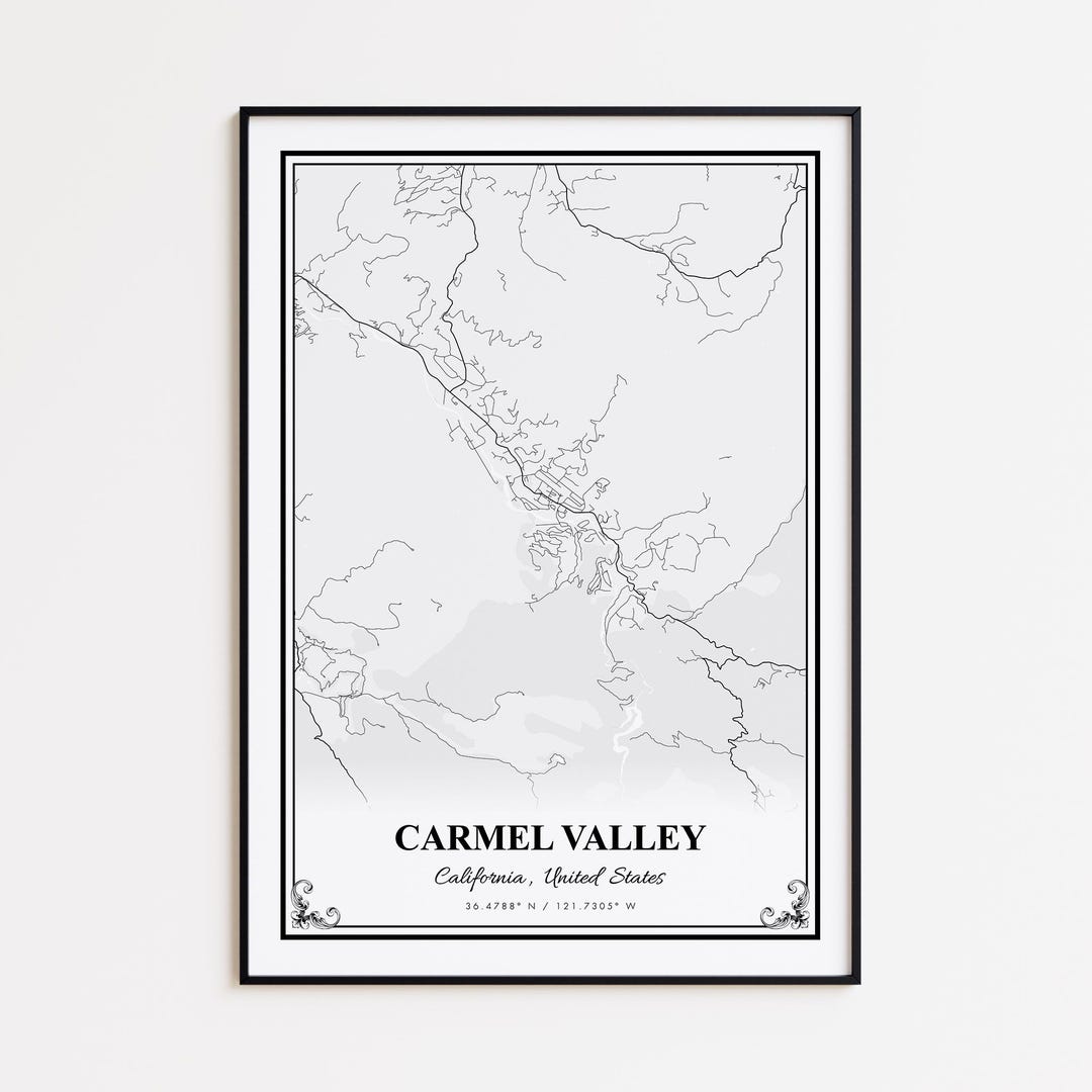 Carmel Valley Map Print, Carmel Valley California Wall Art Poster ...