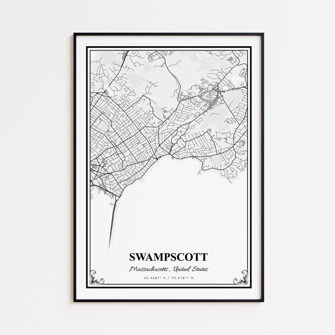 Swampscott Map Print, Swampscott Massachusetts Wall Art Poster ...