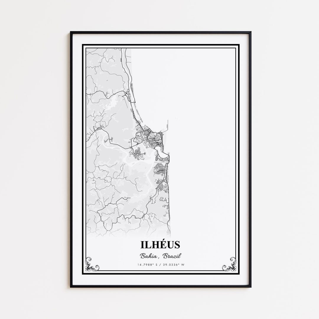 Ilhéus Map Print, Ilhéus Bahia Wall Art Poster, Ilheus Custom Street ...