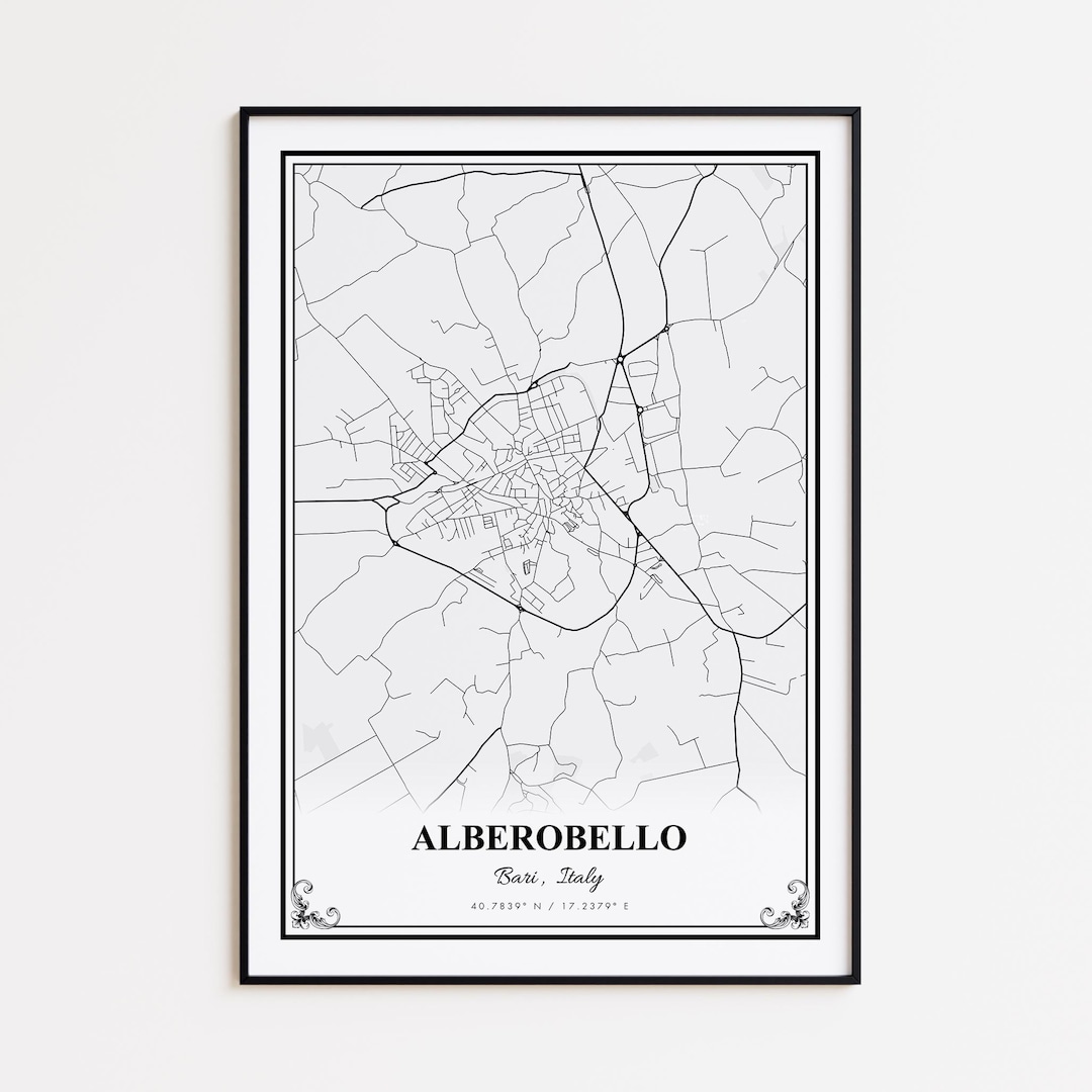 Alberobello Map Print, Alberobello Bari Wall Art Poster, Alberobello ...