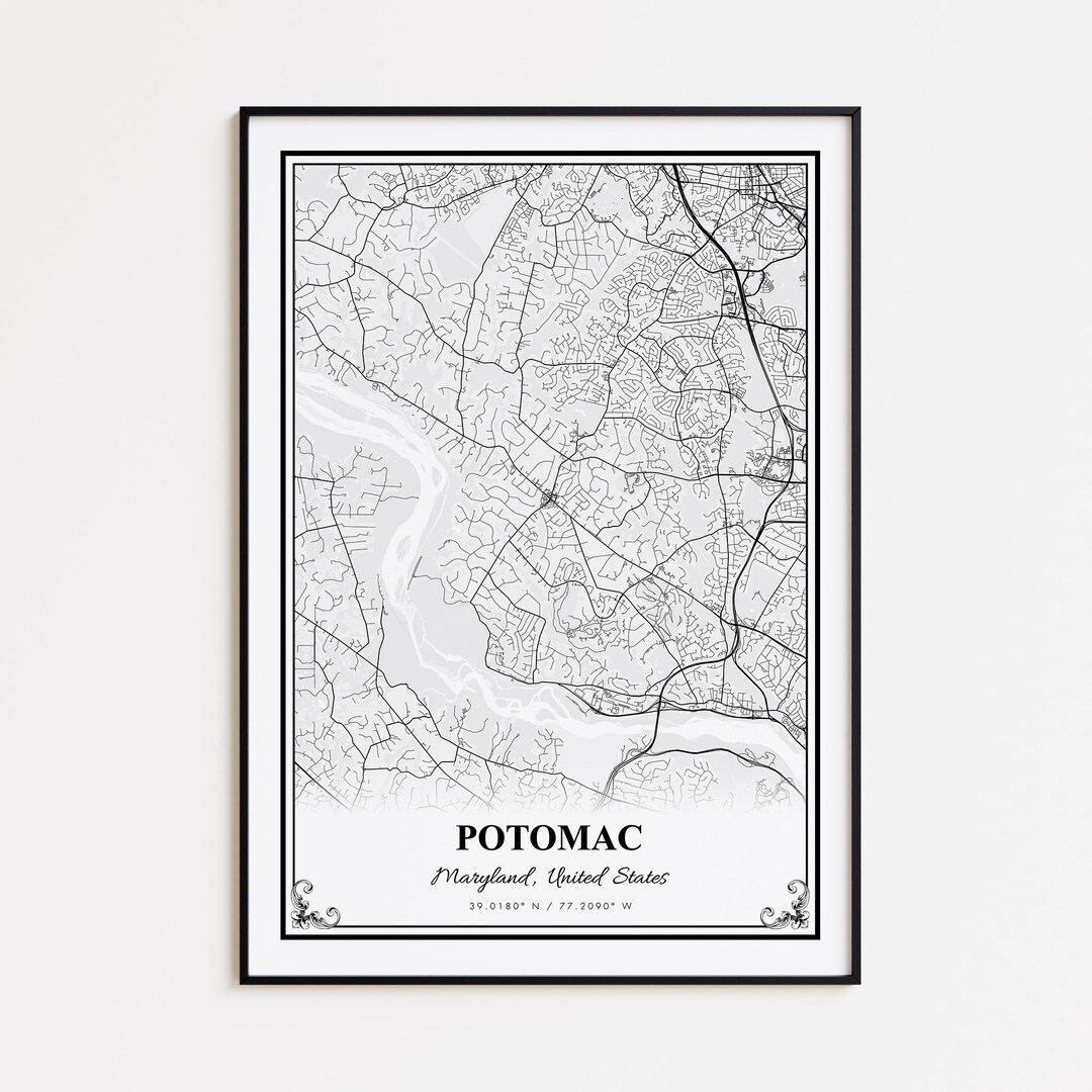 Potomac Map Print, Potomac Maryland Wall Art Poster, Potomac Custom ...