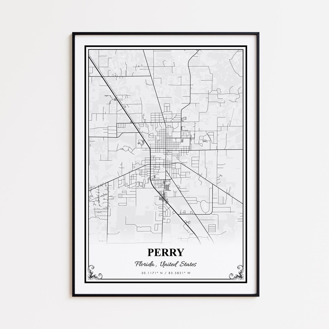 Perry Map Print, Perry Florida Wall Art Poster, Perry Custom Street Map ...