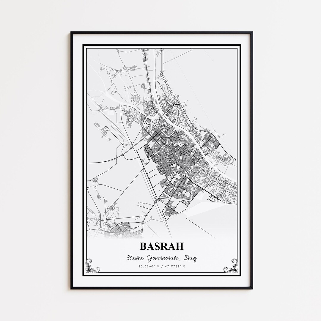 Basrah Map Print, Basrah Basra Governorate Wall Art Poster, Basrah ...