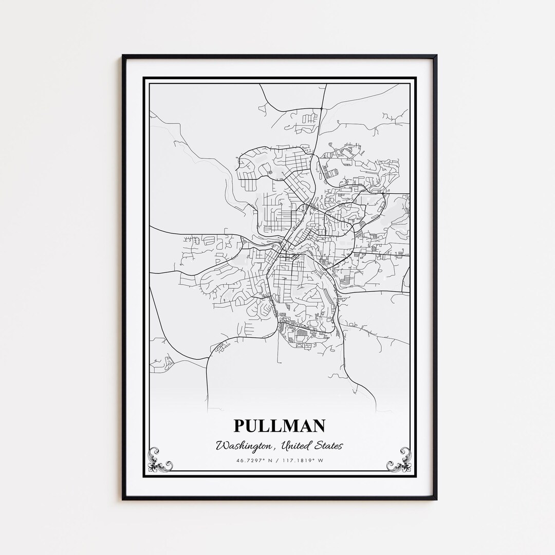 Pullman Map Print, Pullman Washington Wall Art Poster, Pullman Custom ...
