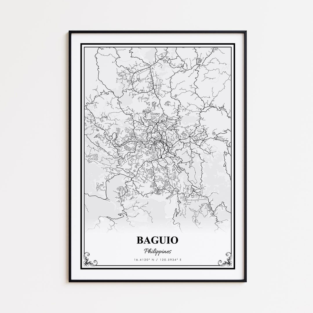Baguio Map Print, Baguio Philippines Wall Art Poster, Baguio Custom ...