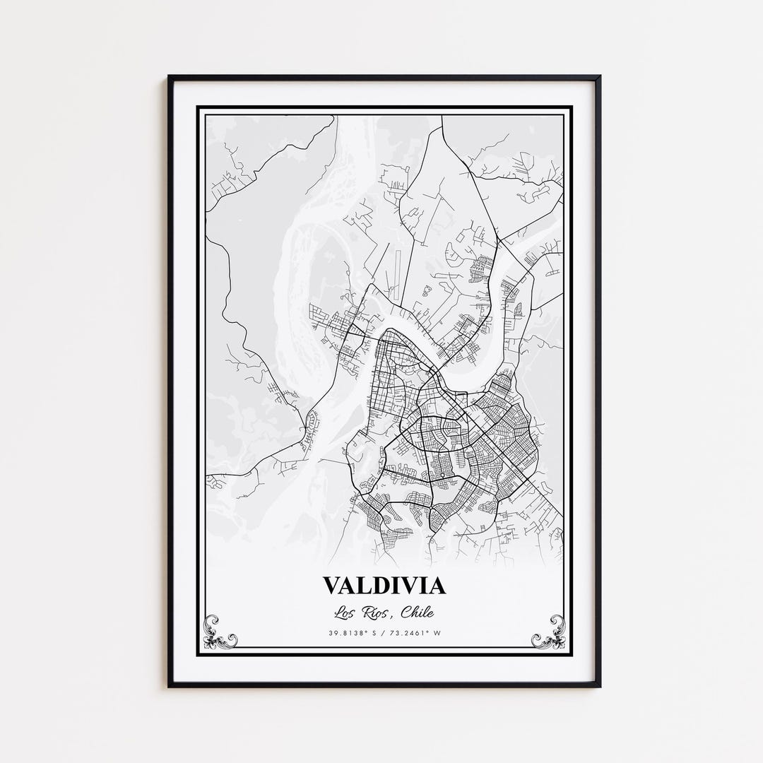 Valdivia Map Print, Valdivia Los Ríos Wall Art Poster, Valdivia Custom ...